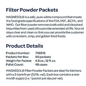 Magnesol Deep Fryer Oil Filter Powder | 90 x 4.8 oz Portion Sachets | Item 748519 | Use One Sachet for per 50Lb Oil | Save Fryer Oil, Fry Oil Cleaner, 90 Sachets per Box