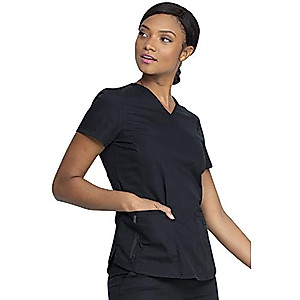 Dickies EDS Signature Women Scrubs Top V-Neck Plus Size DK880, 2XL, Black