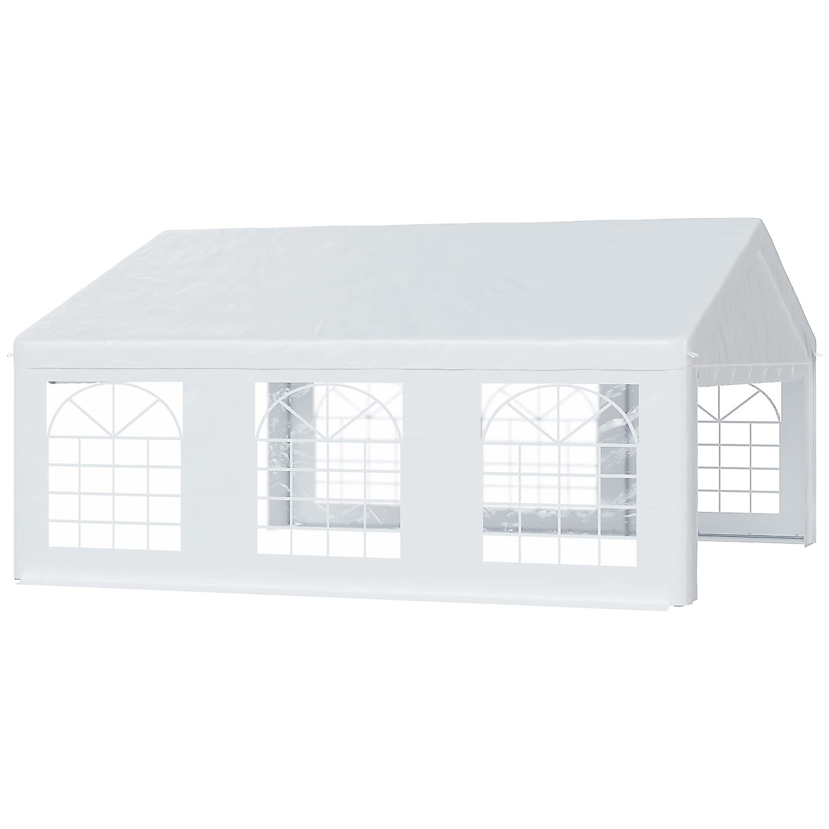 Outsunny 20' x 20' Heavy Duty Party Tent & Carport with Removable Sidewalls and Double Doors, Large Canopy Tent, Sun Shade Shelter, for Parties, Wedding, Outdoor Events, BBQ, White