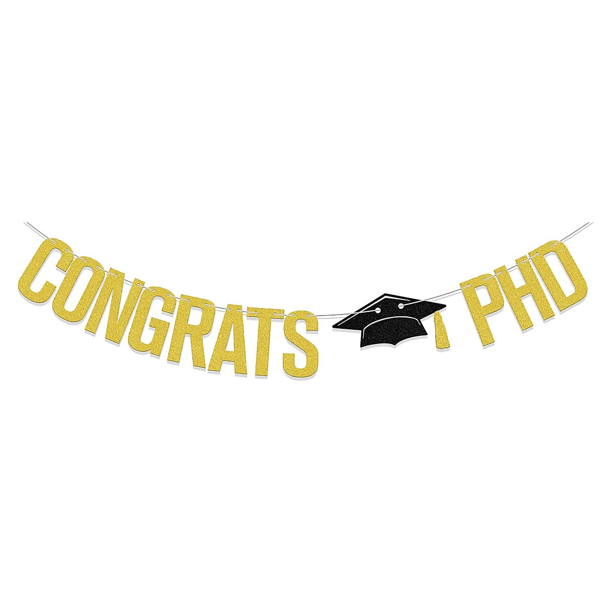 Congrats PHD Banner,Graduation Themed Class of 2024 Congrats Doctor Decorations，We are So Proud of You，Congratulations PHD College Graduation Party Supplies Black Gold