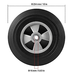 HOZEON 2 Pack 10 Inches Solid Rubber Hand Truck Wheel, 5/8 Inch Axle Size, Universal Replacement Tire for Hand Truck, Hand Truck Replacement Wheels for Cart, Hand Truck, Wagons, 330 lb Load Capacity