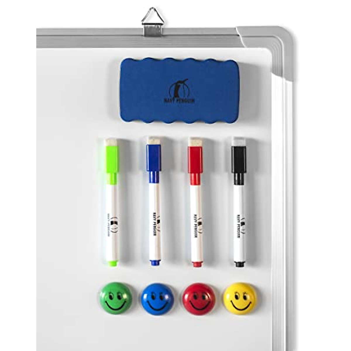 Combination Whiteboard Bulletin Board Set - 24 x 18" Dry Erase/Cork Board with 1 Magnetic Dry Eraser, 4 Markers, 4 Magnets and 10 Thumb Tacks - Small Combo Tack White Board for Home Office Desk