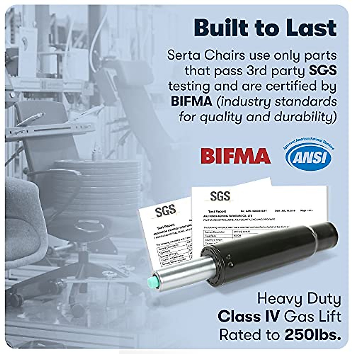 Serta Ergonomic Executive Office Motion Technology, Adjustable Mid Back Desk Chair with Lumbar Support, Black Bonded Leather