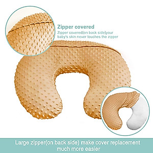 Owlowla Minky Nursing Pillow Cover, Breastfeeding Pillow Slipcover Fits Nursing Pillow for Baby Boy Girl(Caramel)