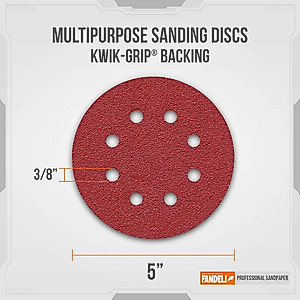 Fandeli | Circular Sanding Discs | Assorted Grits (80,120,220) | 50 Sheets of 5'' | 8 Holes | Hook and Loop | for Circular Sander | for Orbital Sander