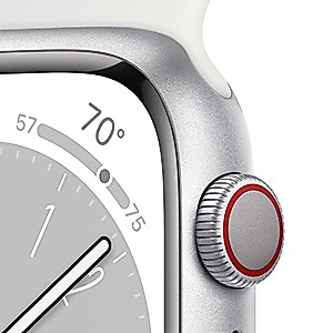 Apple Watch Series 8 [GPS + Cellular 41mm] Smart Watch w/Silver Aluminum Case with White Sport Band - M/L. Fitness Tracker, Blood Oxygen & ECG Apps, Always-On Retina Display, Water Resistant