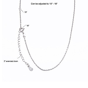 ZEONMEI 925 Sterling Silver 1MM Cable Chain Necklace Spring Clasp Adjustable 15" - 18"