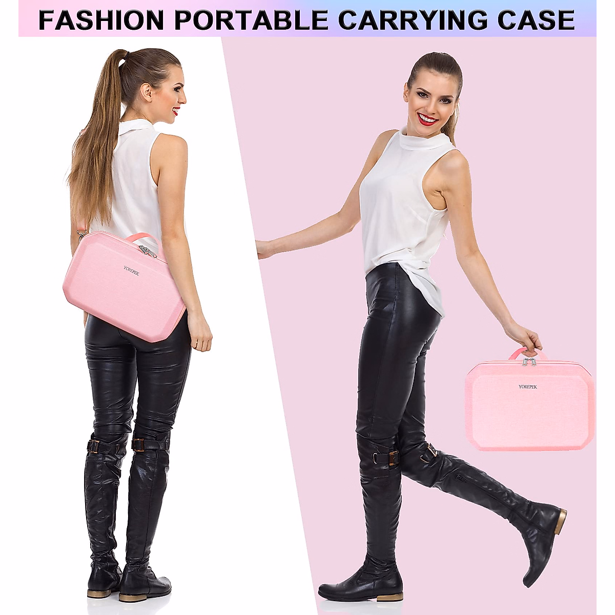 YOREPEK Cute Carrying Case Compatible with Oculus Quest 2 Headsets, Basic Elite Strap, Controllers and VR Accessories for Women, Hard Meta Carry Bag for Travel and Home Storage - Pink