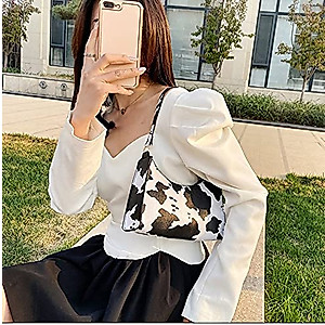 Women Cow Print Shoulder Bag Clutch Purse Underarm Handbag Satchel Zipper Tote Bag Purse