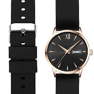 cobee 2 Pcs Silicone Watch Bands, Quick-Release Waterproof Soft Watch Straps with Silver or Gold Stainless Steel Buckle Compatible with Smart Watch Sport Watch Wrist Straps(22mm, Black and Pink)
