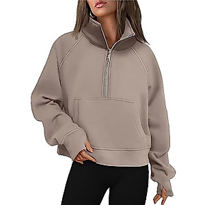 AUTOMET Womens Sweatshirts Half Zip Pullover Cropped Fleece Quarter Zipper Oversized Hoodies 2023 Fall Fashion Outfits Sweaters