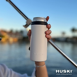 Huski Slim Can Cooler | NEW | Premium 12oz Skinny Drink Holder for Hard Seltzer, Beer, Soda | Triple Insulated 316 Stainless Steel | Seamless Design | Works as a Tumbler (Stainless)