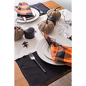 DII Jute Burlap Collection Kitchen Tabletop, Placemat Set, 13x19, Solid Black, 6 Count