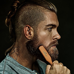 Beard Brush by ZilberHaar - Stiff Boar Bristles - Beard Grooming Brush for Men - Straightens and Promotes beard growth - Works with Beard Oil and Balm to Soften Beard – For beard kits - 6 inches long