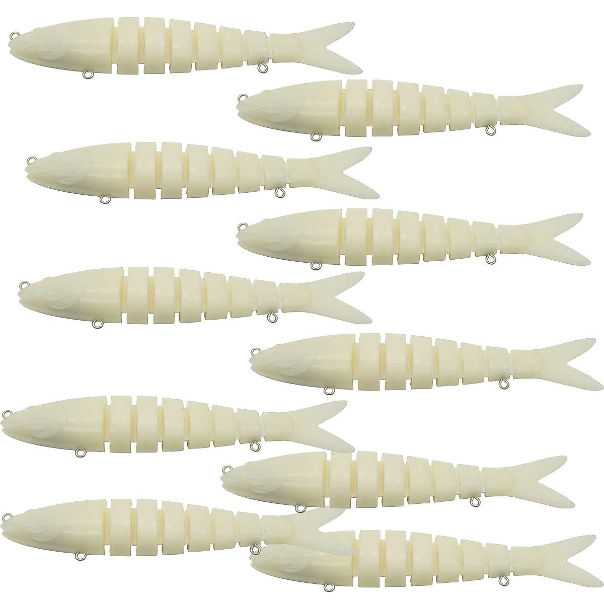 5PC Whopper Popper Bass Lure 8 Multi Jointed Fishing Lure 18g 13.5cm with 5mm Free Eye Topwater Floating Rotating Tail Artificial Hard Bait Swim Bait 5mm