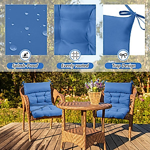 Sintuff 44 x 21 x 4 Patio Chair Cushions Outdoor Indoor Seat/Back Chair Cushions Tufted Pillow with Ties All Weather Replacement Cushions Patio Furniture Cushions Outdoor Furniture(Blue,6 Pcs)