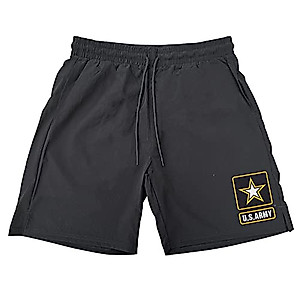 Koyotee Men's US Army Logo Black Athletic Nylon Running Workout Shorts Medium
