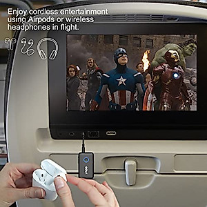 YMOO Bluetooth 5.3 Transmitter Receiver for TV to 2 Wireless Headphones, 3.5mm Jack in-Flight Bluetooth Audio Adapter for Airplane, Dual Link AptX Adaptive/Low Latency/HD Audio for Home Stereo/PC/Gym