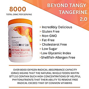 Youngevity Beyond Tangy Tangerine 2.0 Citrus Peach Fusion Multi-Vitamin & Mineral Complex - Made with Natural & Whole Foods | 8,000 ORAC