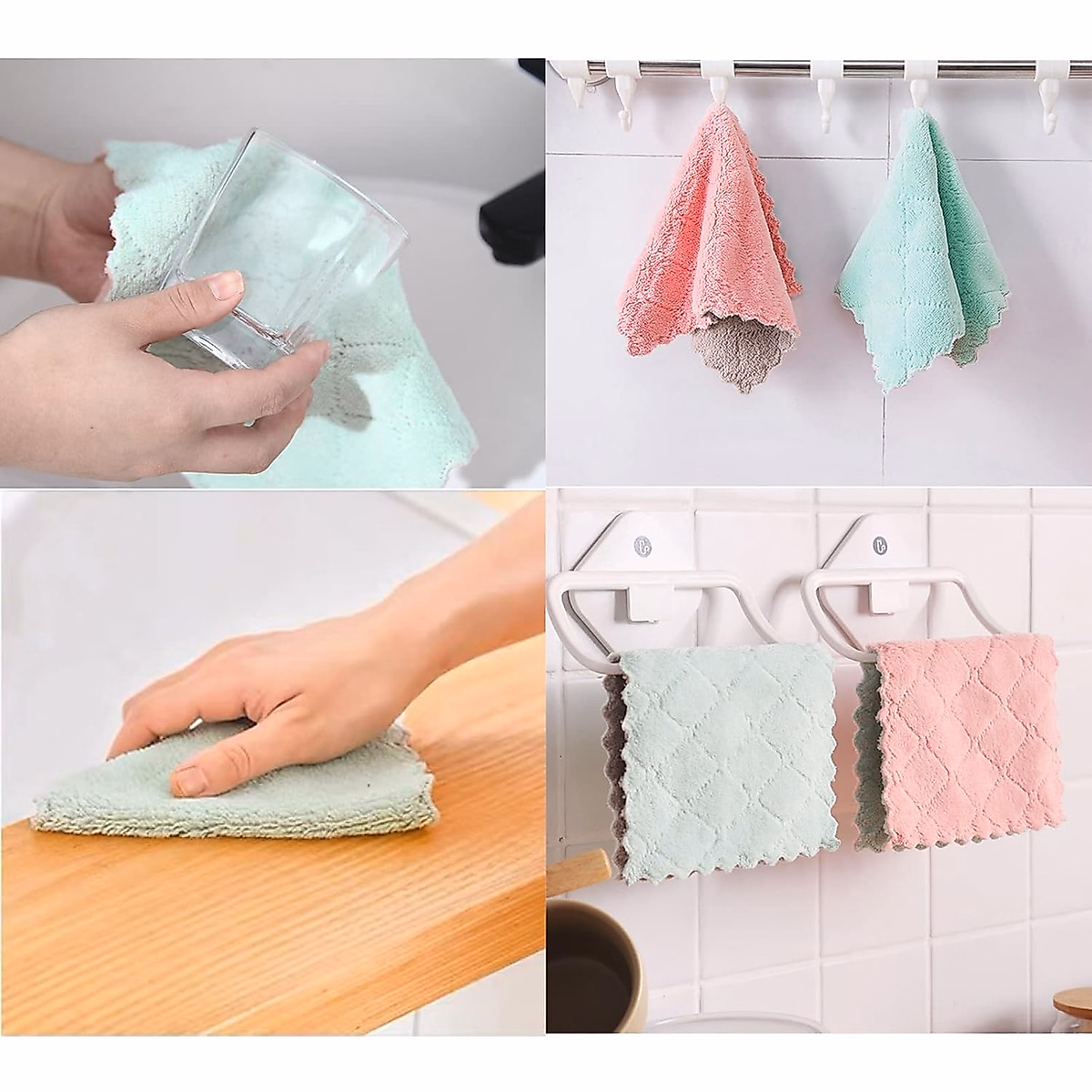 24 Pack Kitchen Cloth, Microfiber Dish Towels Washcloths, Super Absorbent Coral Velvet Dishtowels, Premium Cleaning Cloths,Non-Stick Oil Quick Dry Dish Towels, Soft Tea Towels, Table Cleaning Cloths.