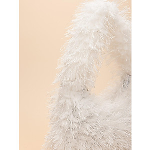 Verdusa Women's Faux Fur Fuzzy Hobo Bag Furry Handbag Purse White one-size