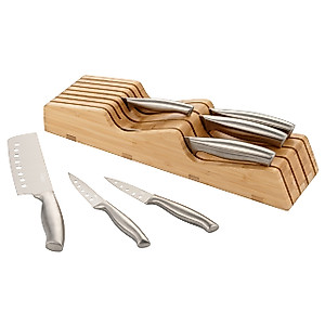 Ozeri 8-Piece Stainless Steel Knife Set, with Japanese Stainless Steel Slotted Blades,Silver