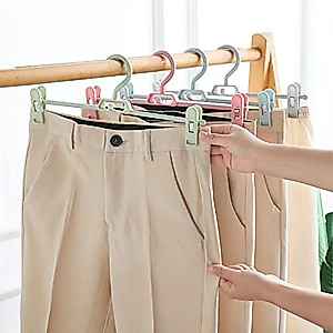 Hanger Space Saver 10 Pieces Plastic Pants Rack 360 Degree Swivel Hook, Adjustable Clips Non-Slip Durable Pants Rack, Only for Suits, Skirts, Pants, Clothes(Purple)