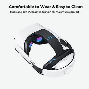 GEEKVR Battery Head Strap for Quest 2 with Unlimited Power, Replacement Elite Strap with Battery, Hot-Swappable 5000mAh Suctional Battery, Adjustable Headstrap with Super Soft Cushion