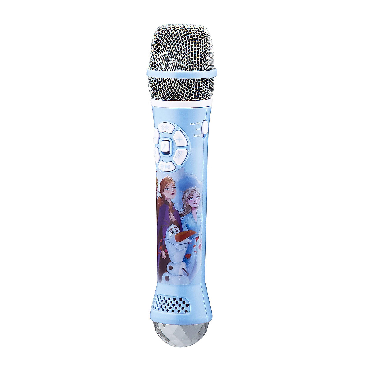 eKids Disney Frozen 2 Bluetooth Karaoke Microphone with LED Disco Party Lights, Portable Speaker Compatible with Siri Google Assistant, for Fans of Frozen Toys and Gifts