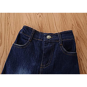 AwarFy Children Jeans Flare Pants Clothes Kids Girls Trousers Baby Toddler Tassel Pants Denim Girls (Dark Blue #8, 6-7 Years)