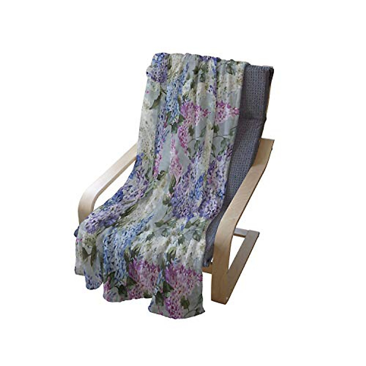 Ambesonne Mauve Throw Blanket, Various Mix Hyacinth Garden with Flowers and Leaf Branches Summer Botanic Plants, Flannel Fleece Accent Piece Soft Couch Cover for Adults, 50" x 70", Fuchsia Lilac