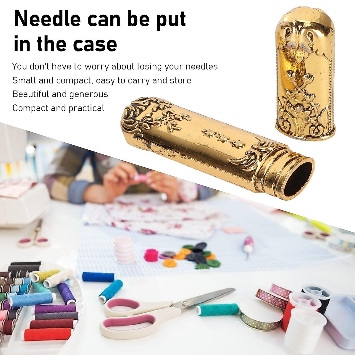 Fockety Needle Case, Portable Vintage Sewing Needle Holder Sewing Storage Case, Embroidery Needle Case Needle Storage Sewing Supplies for Storage Cross Stitch Leather Darning Needles