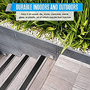 Houseables Grip Tape, Anti Slip, Traction, Friction, Grit, Skid, Treads, 2" x 60 Ft, Black, Adhesive Decking Strips, Non Abrasive for Safety, Steps, Stairs, Ramp, Skateboard, Outdoor, Ladder, Boat