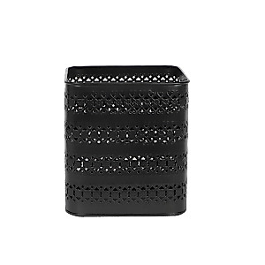 Brick Brown Raven Waste Basket in Metal | Trash Bin | Dustbin | Open Top Garbage Can for Bedroom, Living Room, Office, Study Room (8 x 8 x 8.5 Inch) Medium, Black