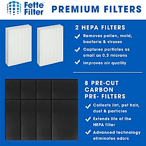 Fette Filter - HPA100 Premium True HEPA H13 Replacement Filter R Compatible with Honeywell Air Purifier HPA 090 094 100 104 105 HA106 HPA3100 HPA5100 HPA5150 Part# HRF-ARVP100 Filter R PreFilter A