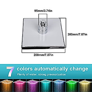 Shower Head, Contemporary LED Color Changing Overhead Rainfall Shower Head Chrome Finish Eco-Friendly Stainless Steel Body