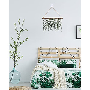 MOVNO Eucalyptus Wall Hanging Decor - Artificial Cute Boho Wall Decor, Fake Eucalyptus Leaves Greenery with Wooden Stick for Living Room, Office, Nursery, Kitchen, Bedroom Wall Farmhouse Decoration-B