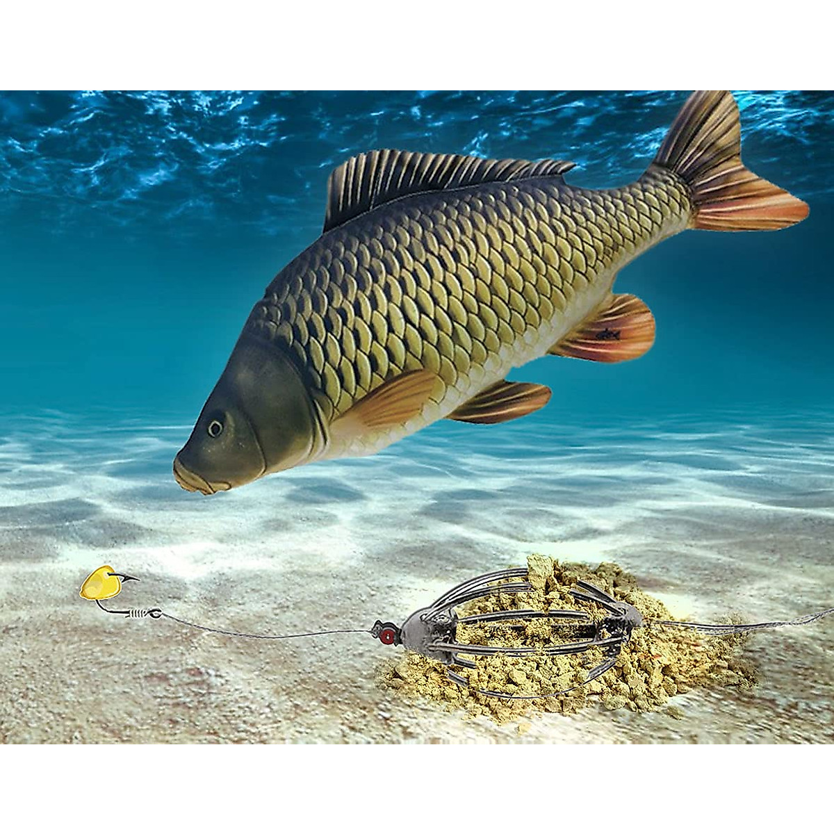 3pcs Carp Fishing Bait Feeder 0.8oz Steel Cask Fishing Rig Hook #6 Inline Fishing Tackle