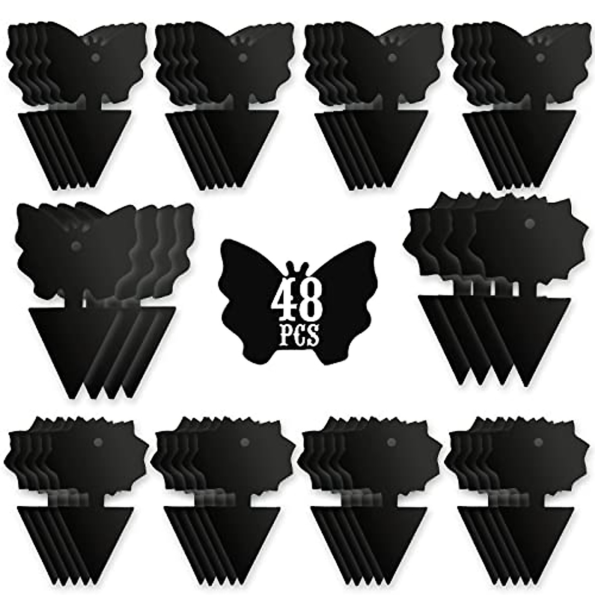 USKICH Sticky Traps Gnat Killer Fruit Fly Traps Non-Toxic and Odorless Fungus Gnat Traps Insect Traps Black Sticky Trap for Indoor and Outdoor Plants（48Pcs Black）