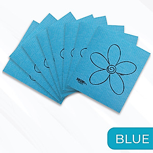 Skoy Cloth, 8-Pack Eco-Friendly and Reusable Swedish Dishcloth, for Kitchen and Household Use, Environmentally Friendly, Plastic-Free, Blue