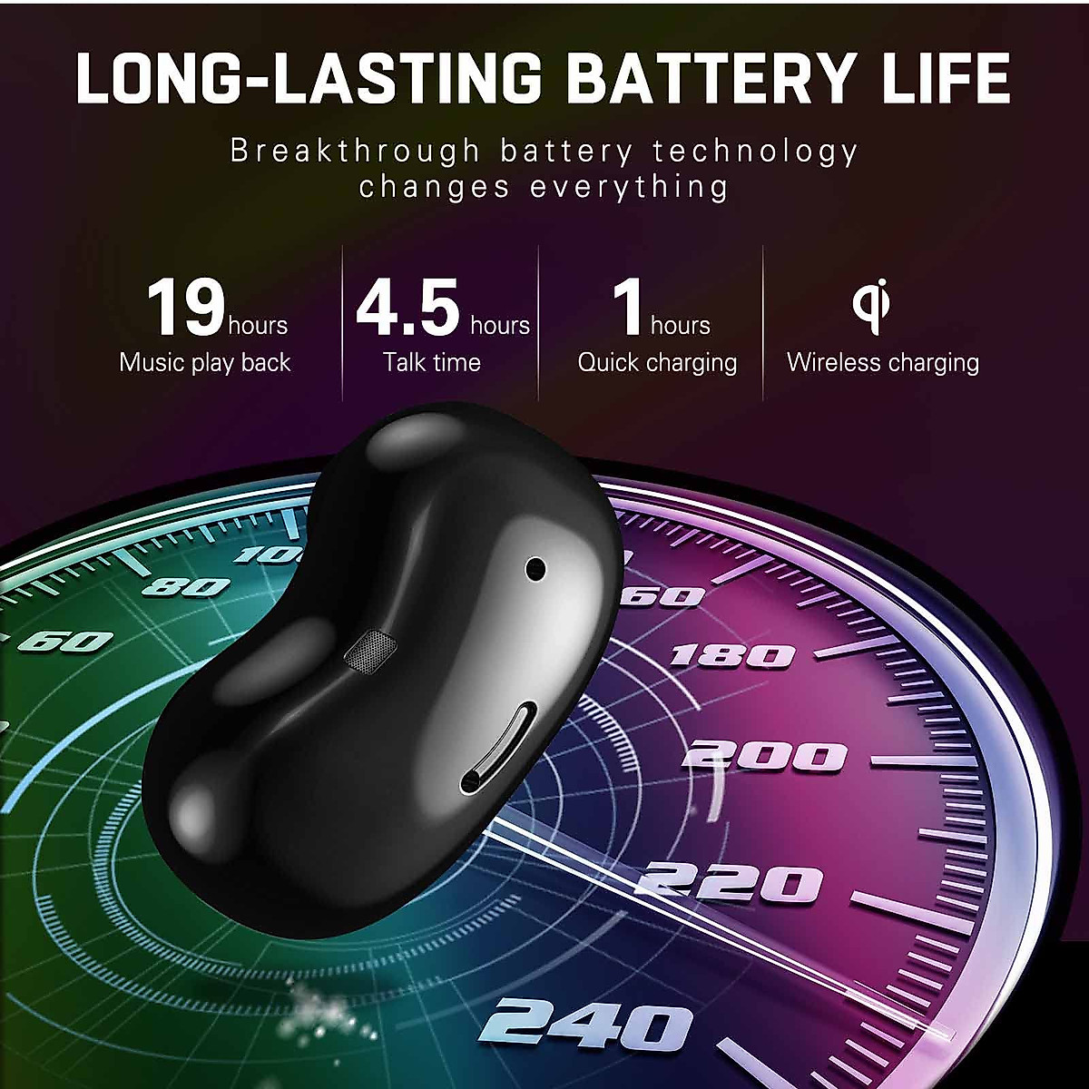 UrbanX Street Buds Live True Wireless Earbud Headphones for Samsung Galaxy S20 5G - Wireless Earbuds w/Active Noise Cancelling - Black (US Version with Warranty)