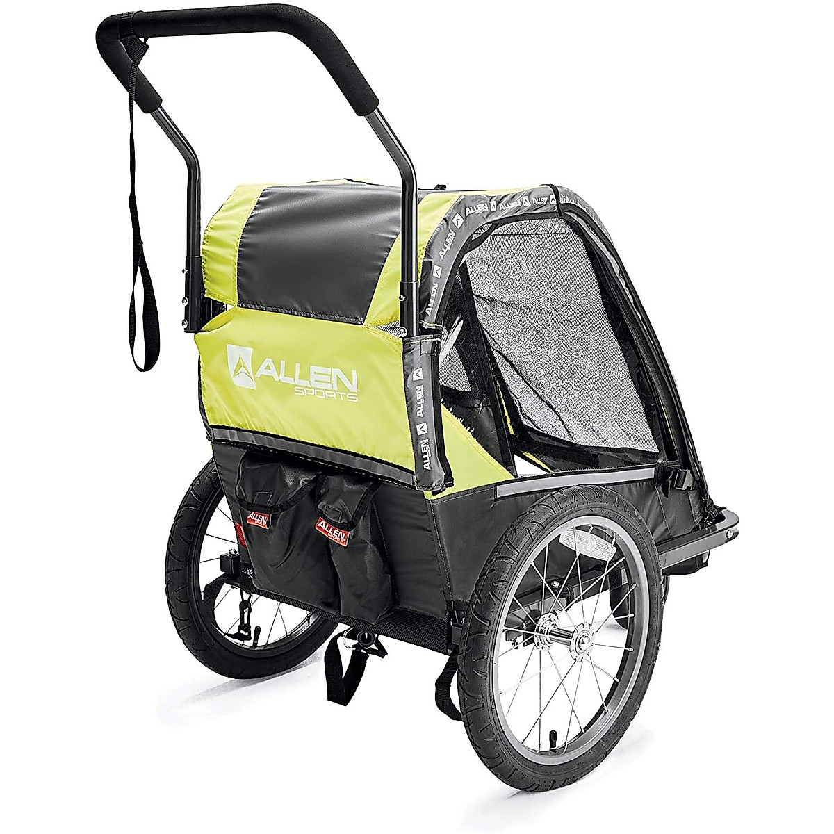 Allen Sports Deluxe Steel 1-Child Bicycle Trailer and Stroller, Green