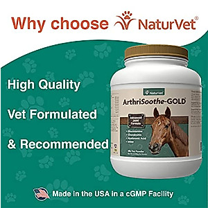 NaturVet ArthriSoothe Gold Advanced Joint Horse Supplement Powder – For Healthy Joint Function in Horses – Includes Glucosamine, MSM, Chondroitin, Hyaluronic Acid – 120 Day Supply