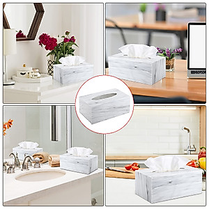 Sumnacon Tissue Box Cover - Decorative Acrylic Tissue Box Holder, Stylish Facial Tissue Holder for Dresser Bathroom Bedroom Table Night Stand Countertop Home Office Decor (9.4 x 5.4 Inch/Rectangular, Mable White)