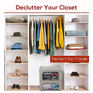 Asani Foldable Storage Bin Boxes with Clear Window, Decorative Bedroom Closet Organizer for Clothes, Bedsheet, Blanket, Reinforced Carry Handles, Double Study Zipper, Fabric, 15.75" L X 12" W X 8" H