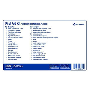 First Aid Only 6082 25-Person Emergency First Aid Kit for Office, Home, and Construction, 95 Pieces White