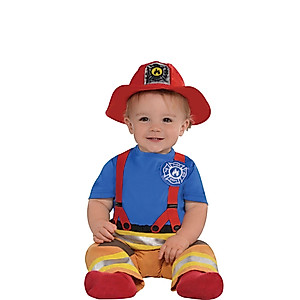 First Firefighter Costume Set (6-12 Months) Pack Of 1 - Adorable Multicolor Polyester Fireman Outfit For Baby - Perfect For Toddlers' Dress-Up Play, Photoshoots & Special Occasions