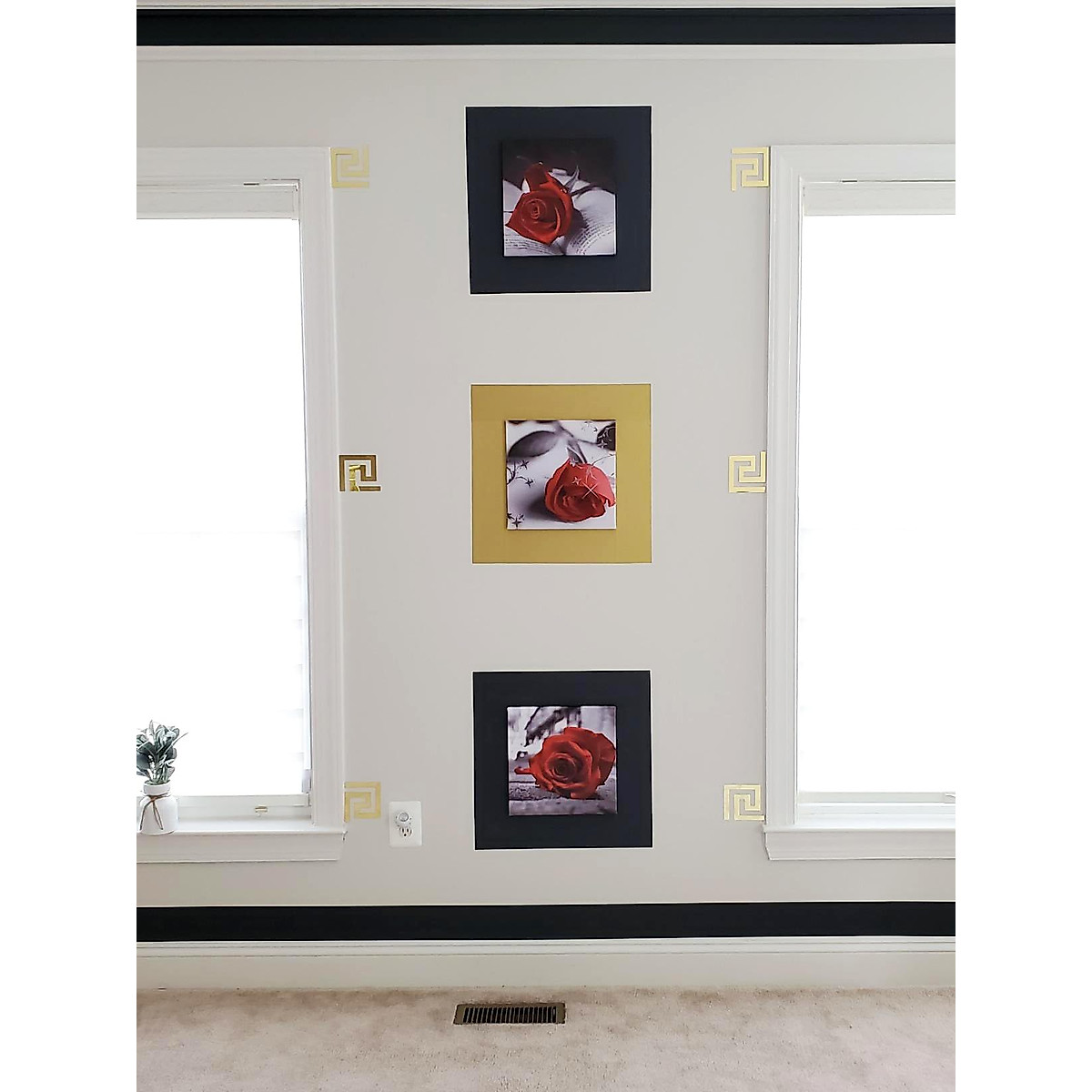 ROSEROSA Peel and Stick PVC Self-Adhesive Wallpaper Border Board Trim Moulding Sticker Hair Line (MG237B : 3.93 Inch X 16.40 Feet) Gold