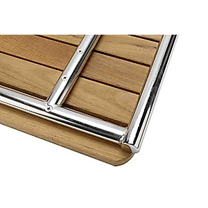 HYDDNice 26"x16" Wall Mounted Teak Folding Shower Seat Bench Bathroom Stool Solid Wood Fold Down & 316 Stainless Steel Accessories