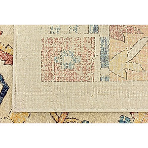 Unique Loom Oslo Collection Distressed Botanical Medallion Beige Area Rug (10' x 13')